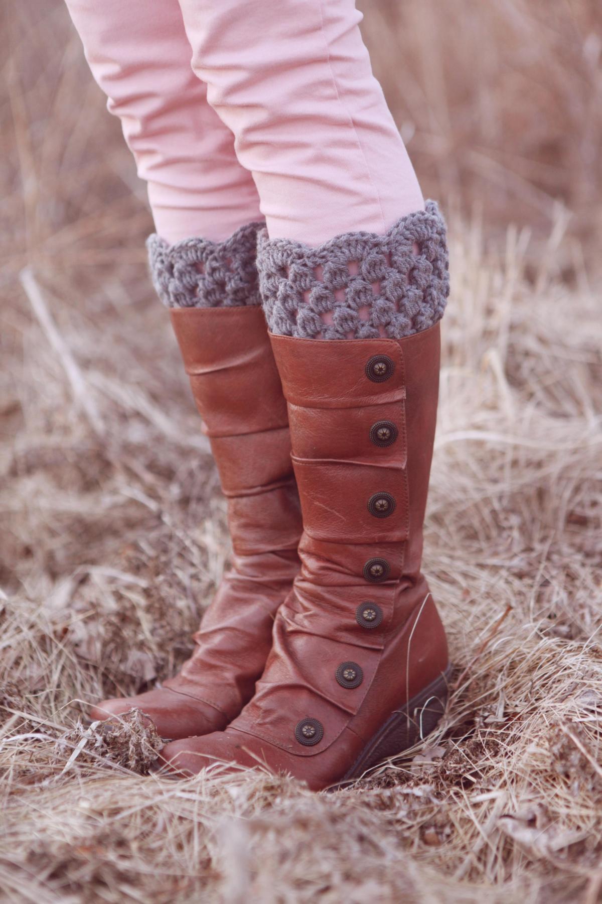 Boot Cuffs Gray Lace Boot Toppers Grey Bootcuffs Crochet Leg Warmers ...