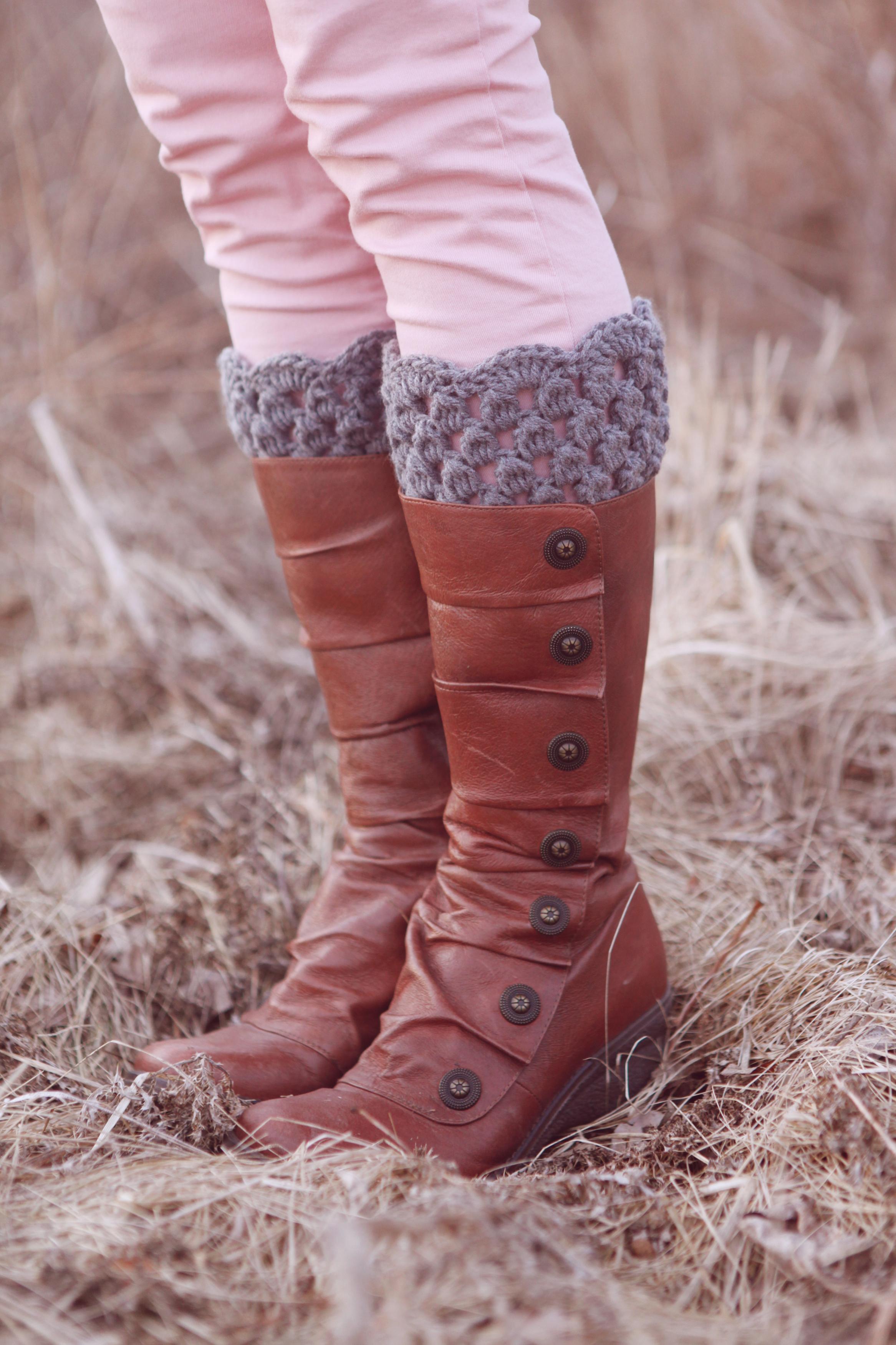 Boot Cuffs Gray Lace Boot Toppers Grey Bootcuffs Crochet Leg Warmers ...
